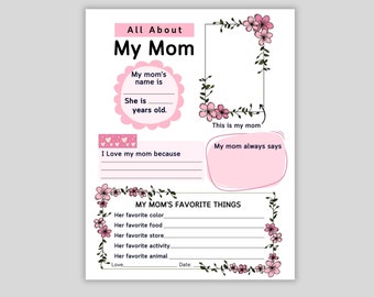 All About Mom Printable /mother's Day Questionnaire - Etsy