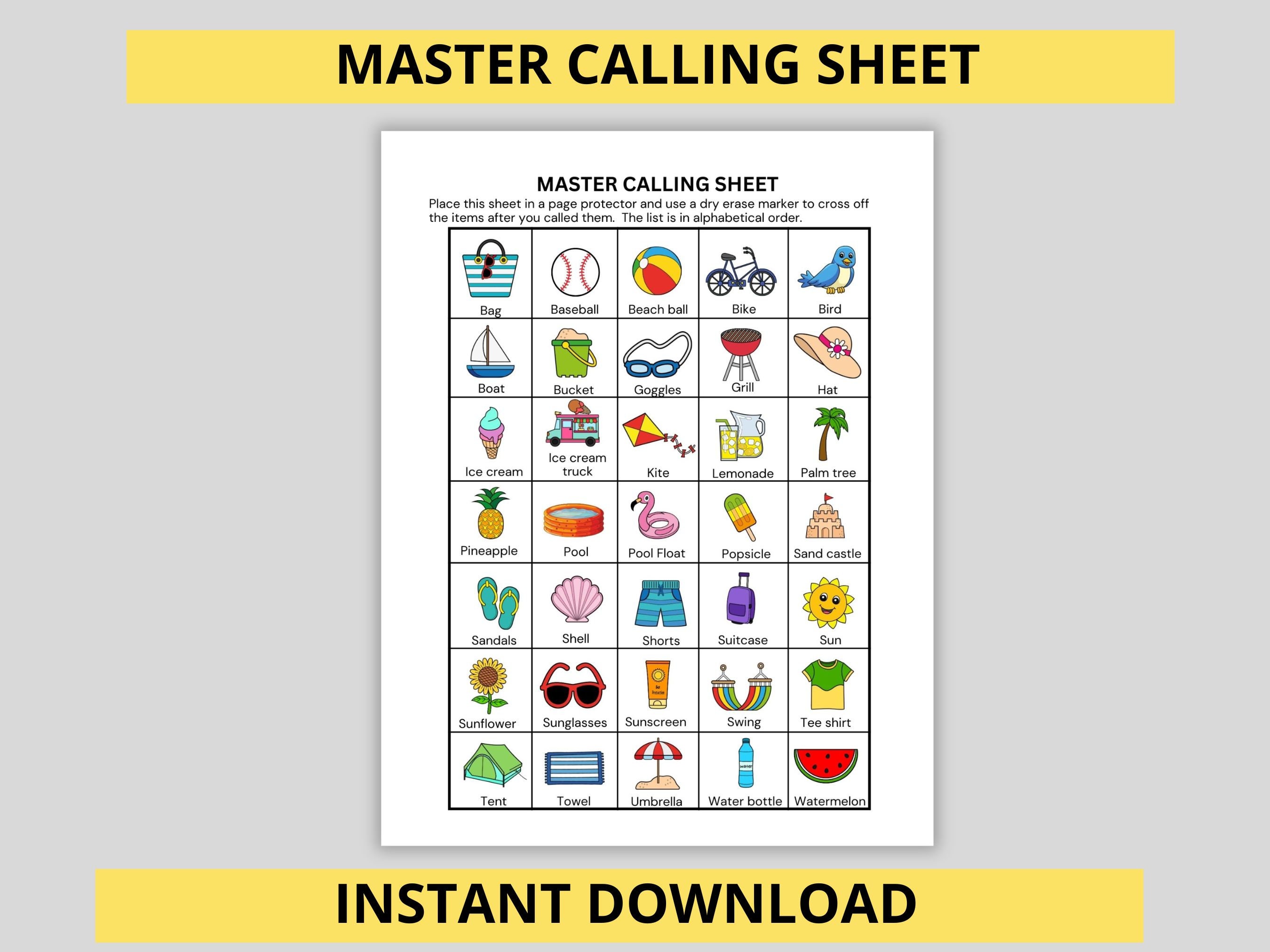 Summer Bingo Game: 30 Unique Cards, Classroom or Party (digital ...