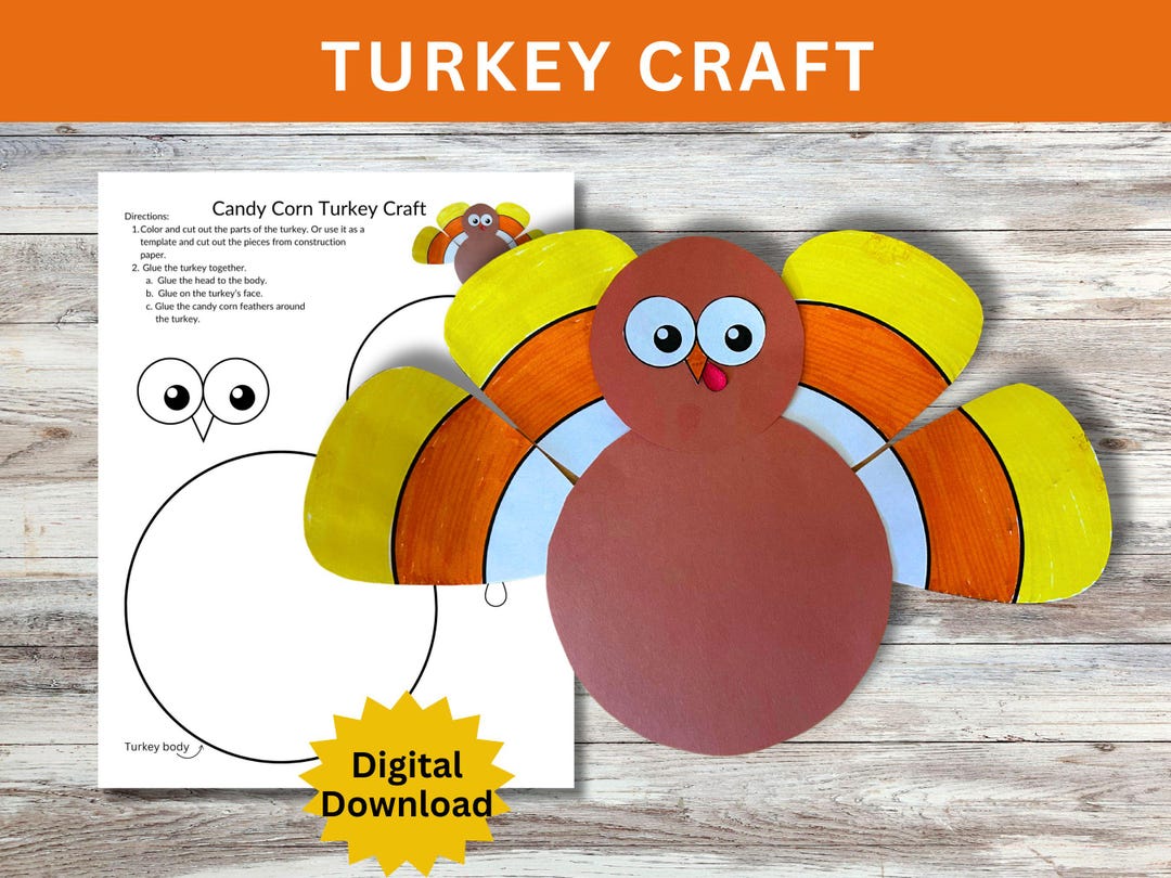 Candy Corn Turkey Craft: Printable Thanksgiving Activity (digital ...