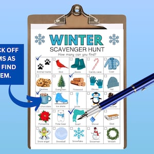 Winter Scavenger Hunt Printable: Nature Activity, Picture Cards (PDF ...