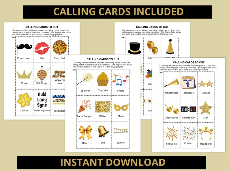 New Year's Eve Bingo Game Printable New Years Bingo Family New Year's ...