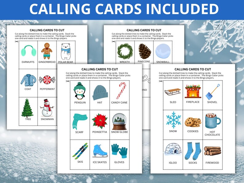 Winter Bingo, Printable Winter Bingo Cards, Winter Party Game, Winter ...