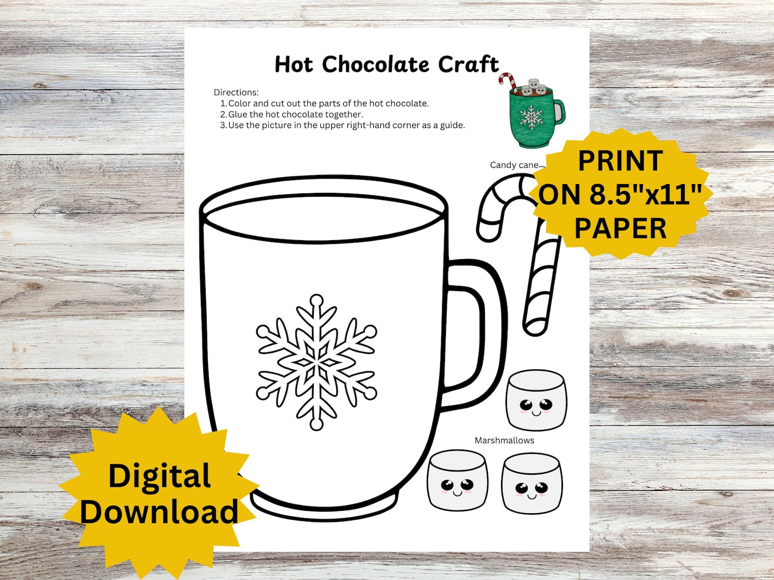 Hot Chocolate Craft for Kids, Printable Winter Craft for Kids, Hot ...