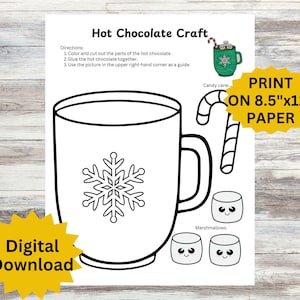 Hot Chocolate Craft for Kids, Printable Winter Craft for Kids, Hot ...
