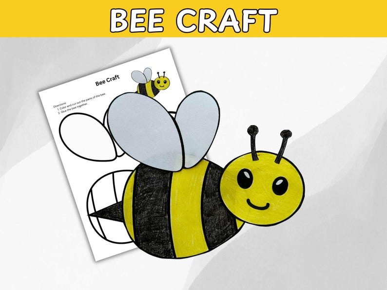 Printable Bee Craft for Kids, Build a Bee Craft, Spring Craft, Summer ...