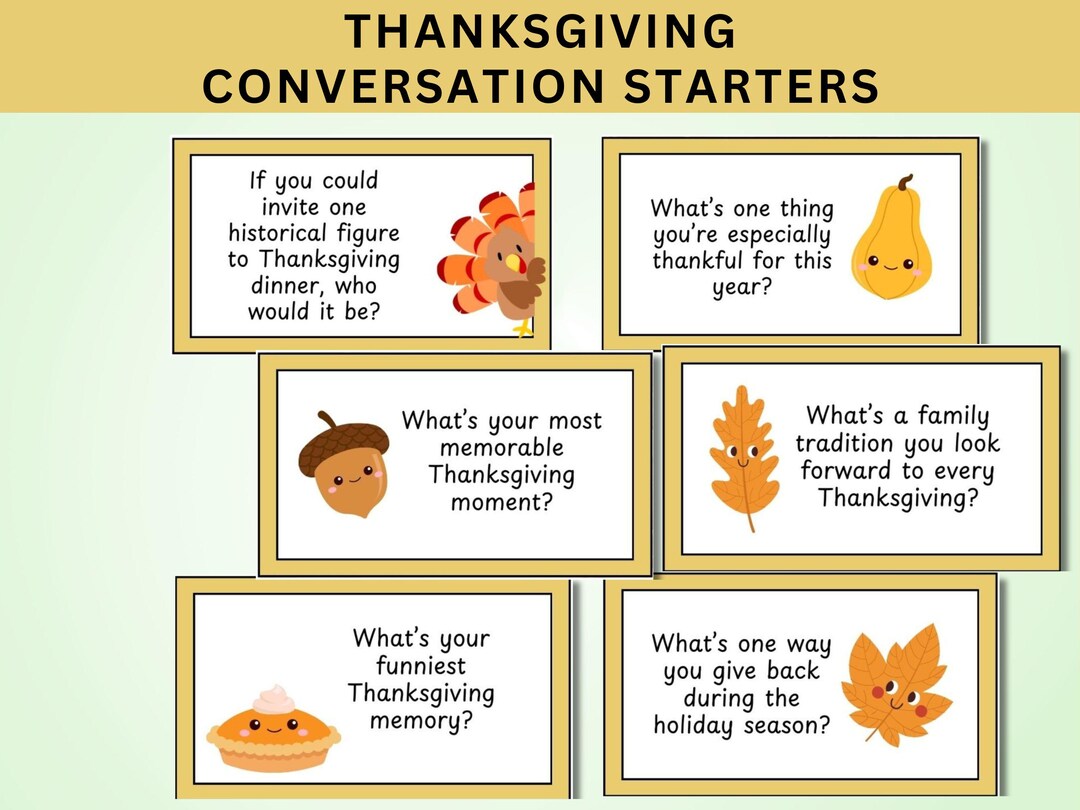 Thanksgiving Conversation Starter Cards: Holiday Dinner Activity (PDF ...