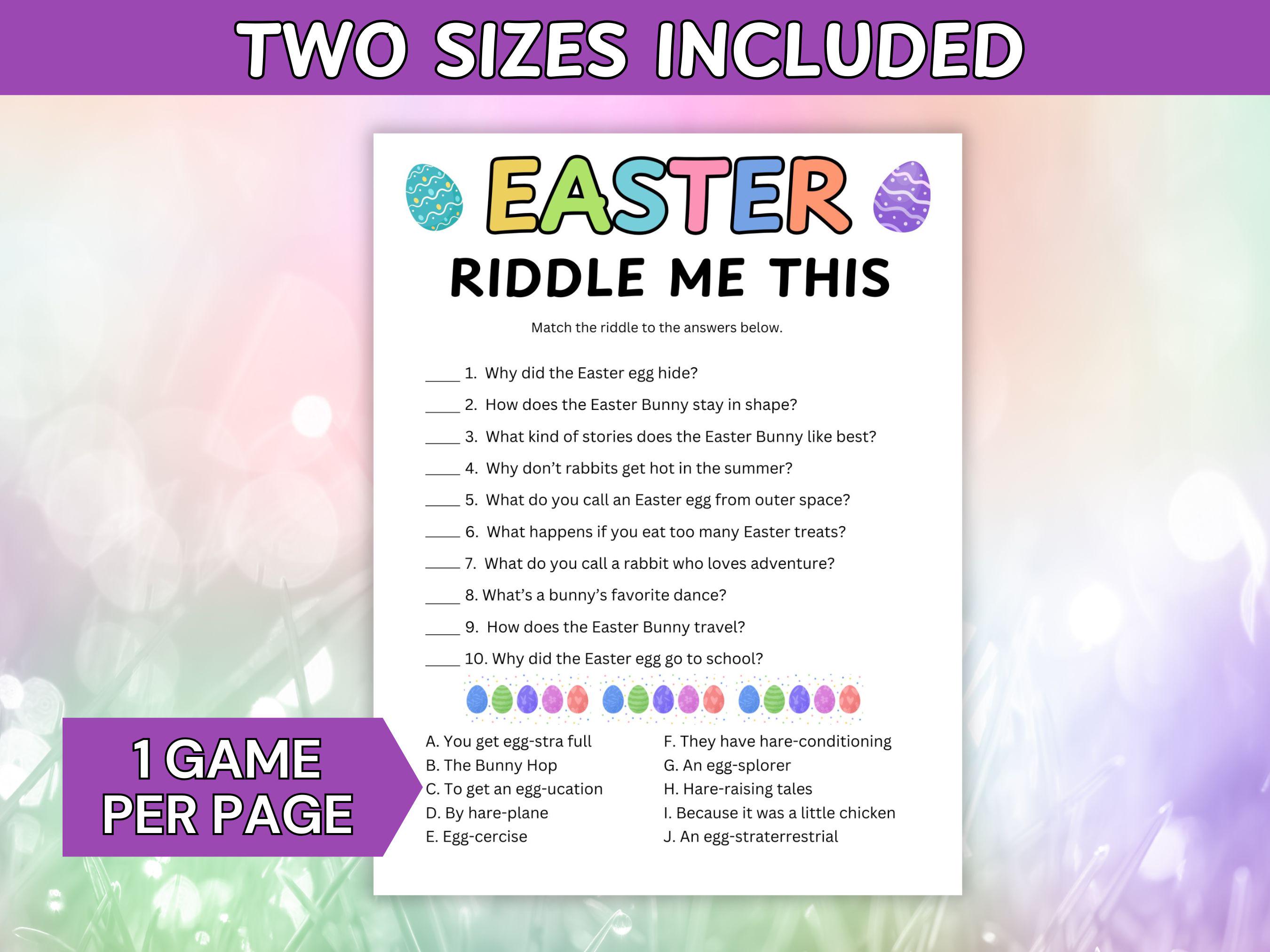 Easter Riddle Game Printable | Easter Party Game | Easter Brain Teasers ...