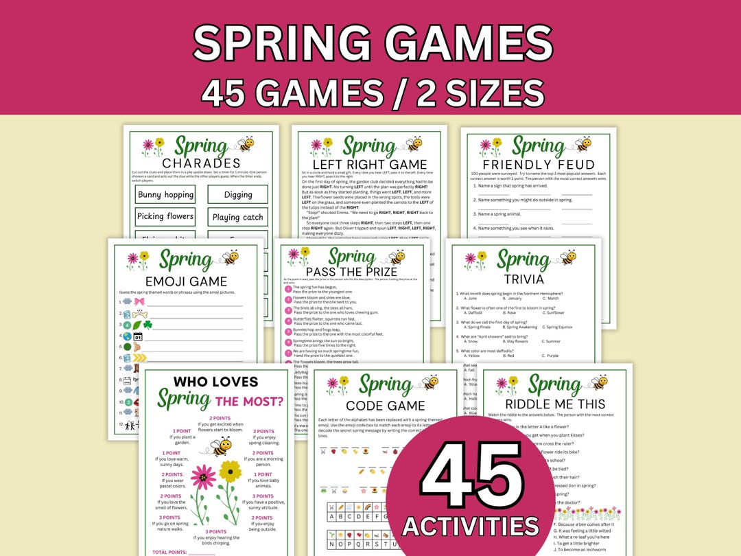 Spring Games Bundle for Kids, Teens, Adults, Party Games, Spring Break ...