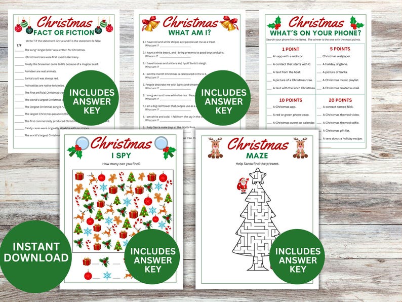 Printable Christmas Games Bundle, Christmas Party Games, Christmas ...
