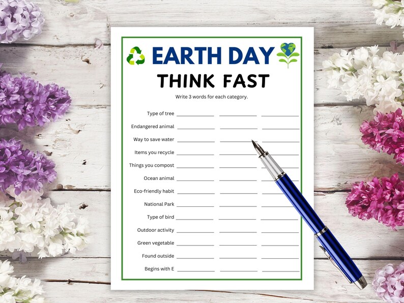 Earth Day Think Fast Game | Classroom Activity | Quick Thinking Game ...