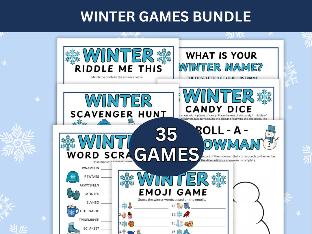 Winter Games Bundle: Printable Activities for Adults, Kids, Families - Etsy
