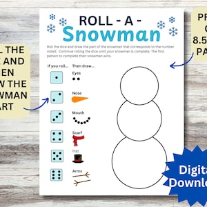 Roll A Snowman Game: Printable Winter Activity (PDF) - Etsy