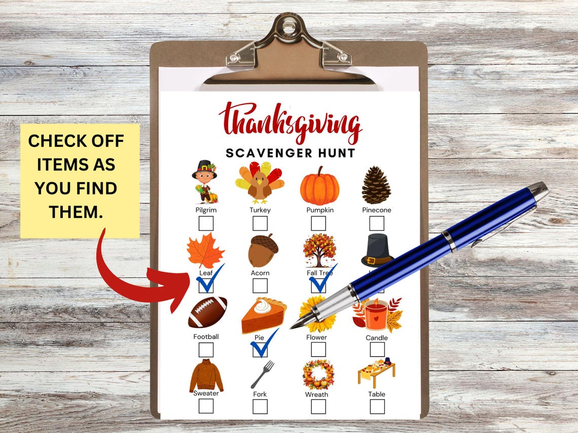 Thanksgiving Scavenger Hunt Printable, Thanksgiving Game, Picture Cards ...