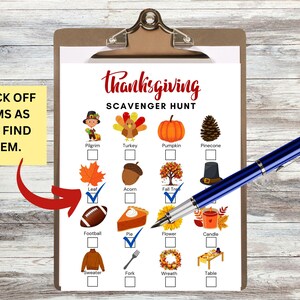 Thanksgiving Scavenger Hunt Printable, Thanksgiving Game, Picture Cards ...