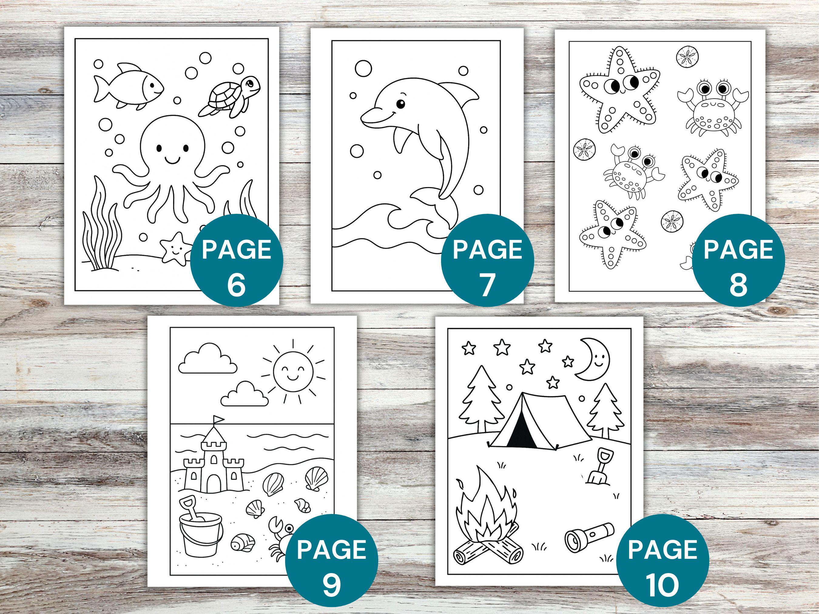 Summer Coloring Pages: 20 Fun Kids Activities (digital Download) - Etsy