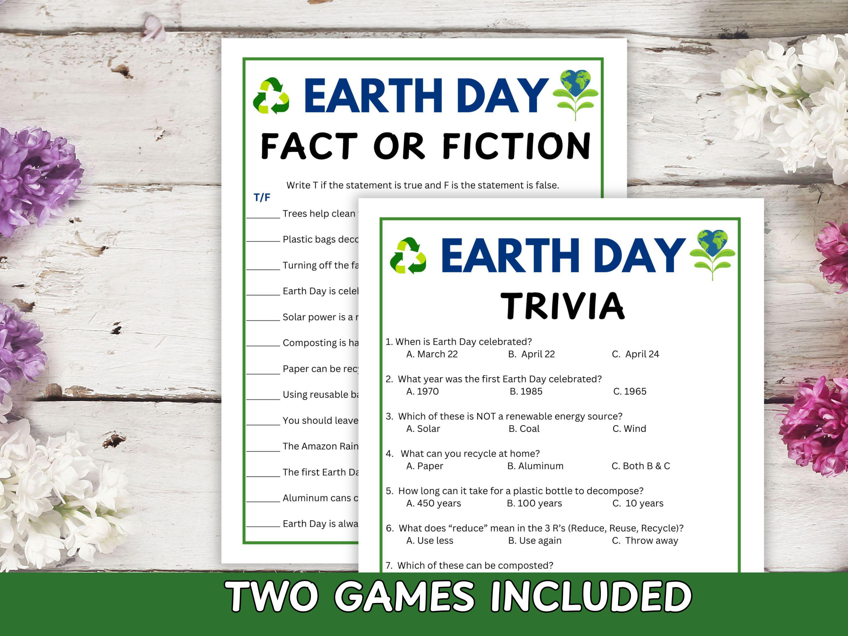 Earth Day Trivia Games Printable Party Game | Kids & Family Activity ...
