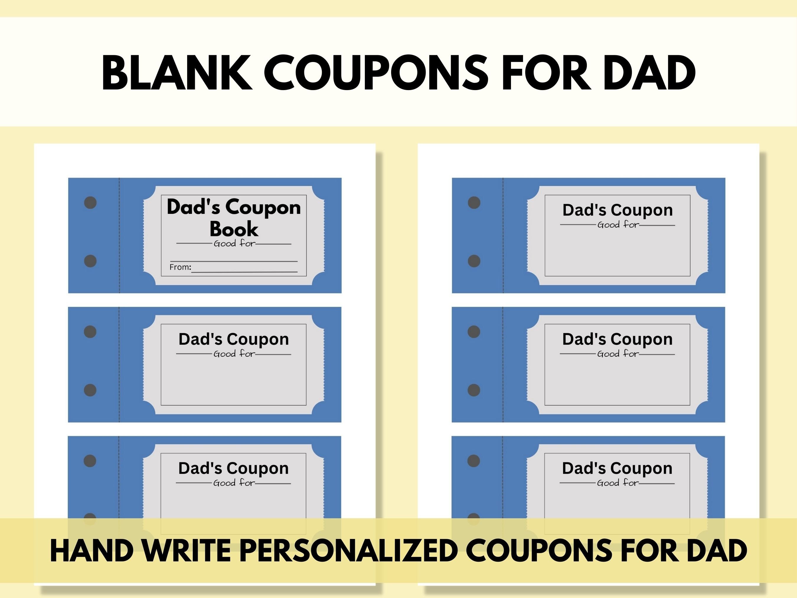 Father's Day Coupon Book Printable, Birthday Coupon Book for Dad ...