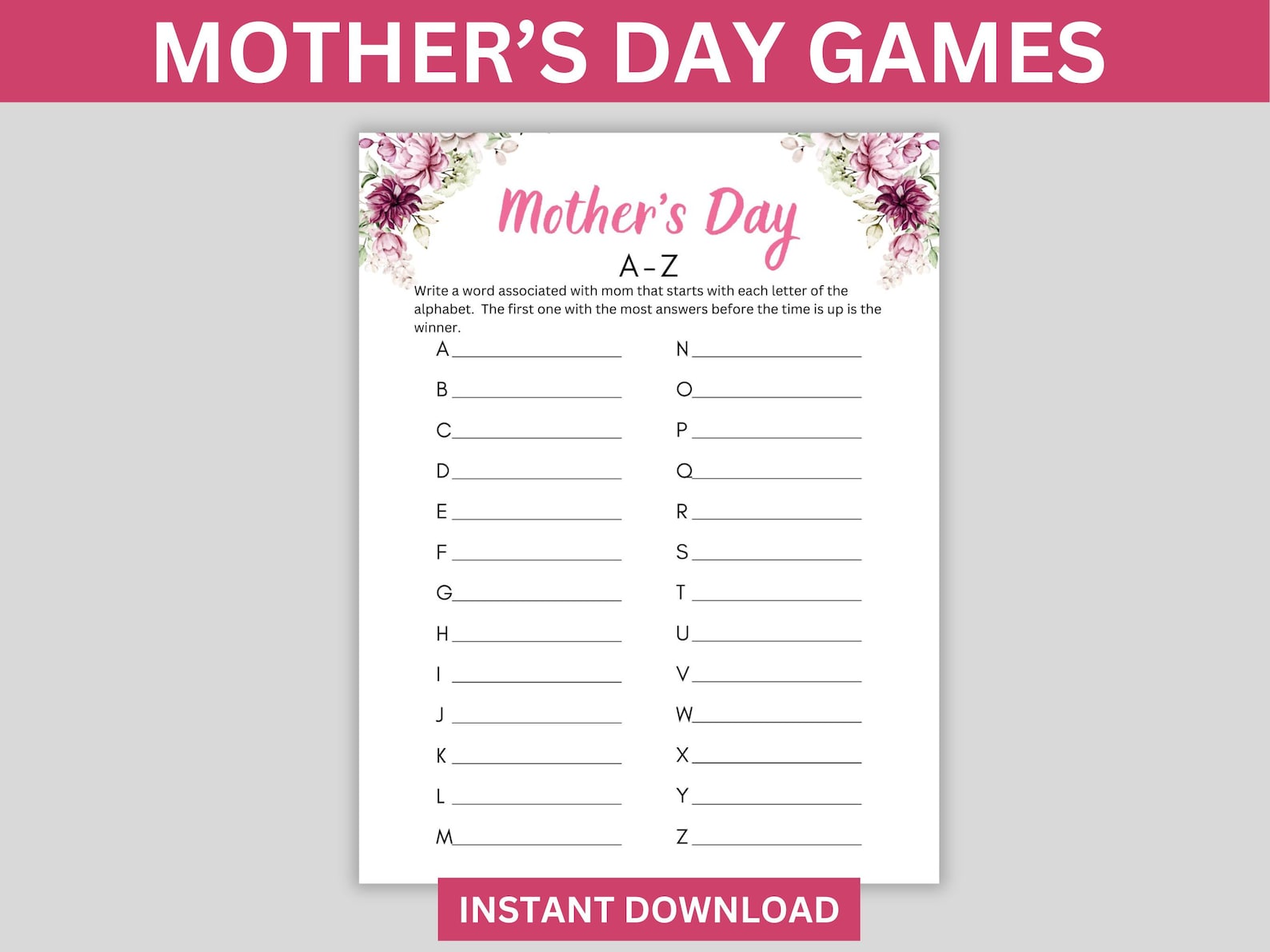 Mother's Day Game Bundle, Printable Mother's Day Games, Mother's Day ...
