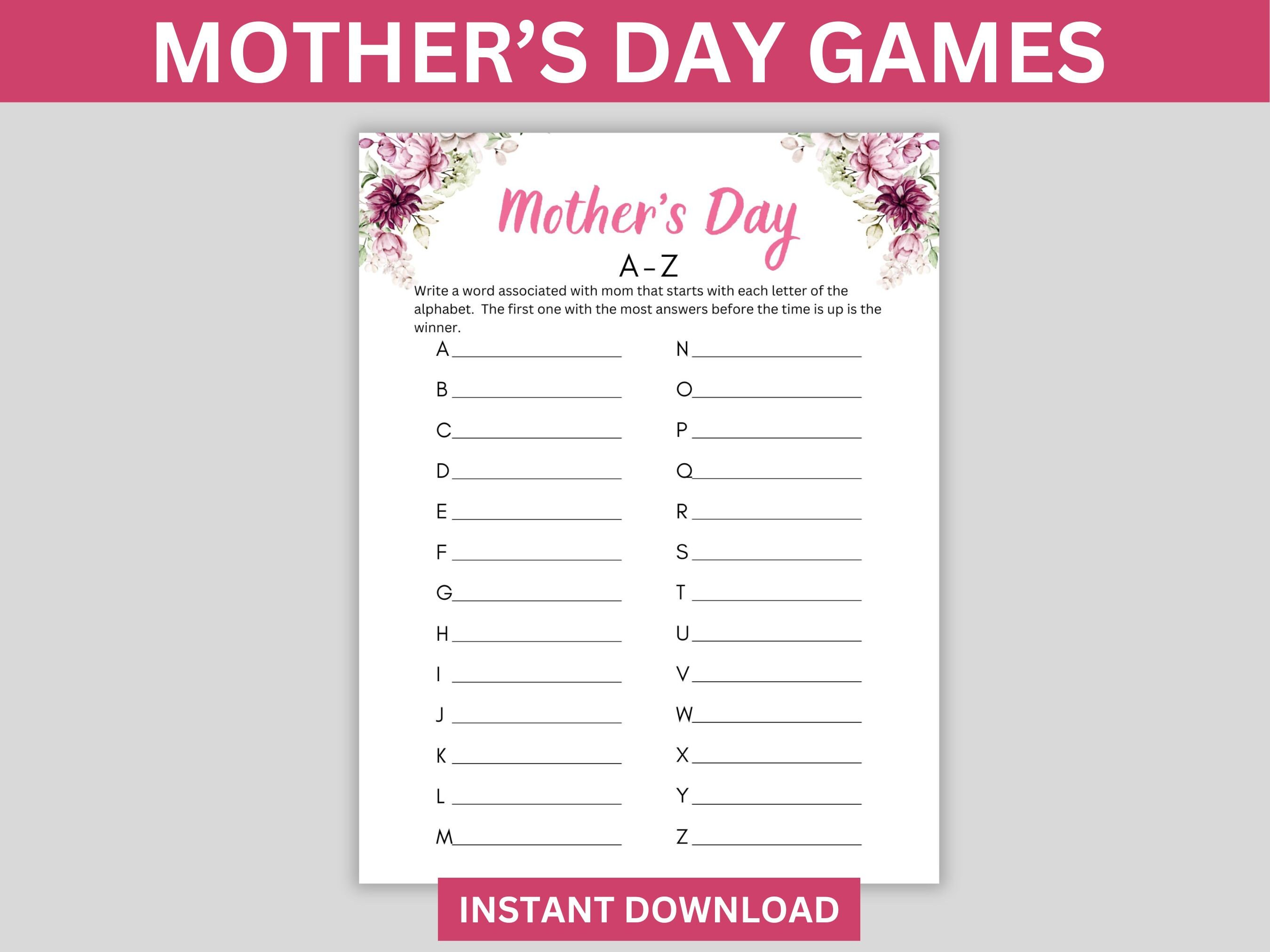 Mother's Day Game Bundle, Printable Mother's Day Games, Mother's Day ...