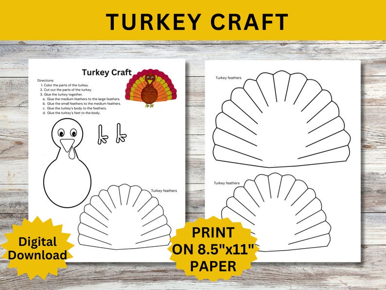 Printable Turkey Craft Template: Thanksgiving Activity for Kids ...