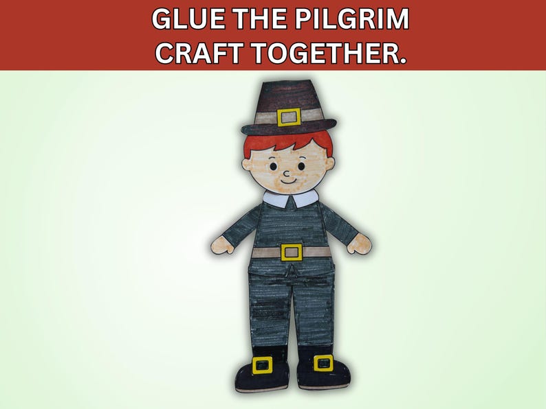 Pilgrim Craft for Kids: Printable Thanksgiving Activity - Etsy