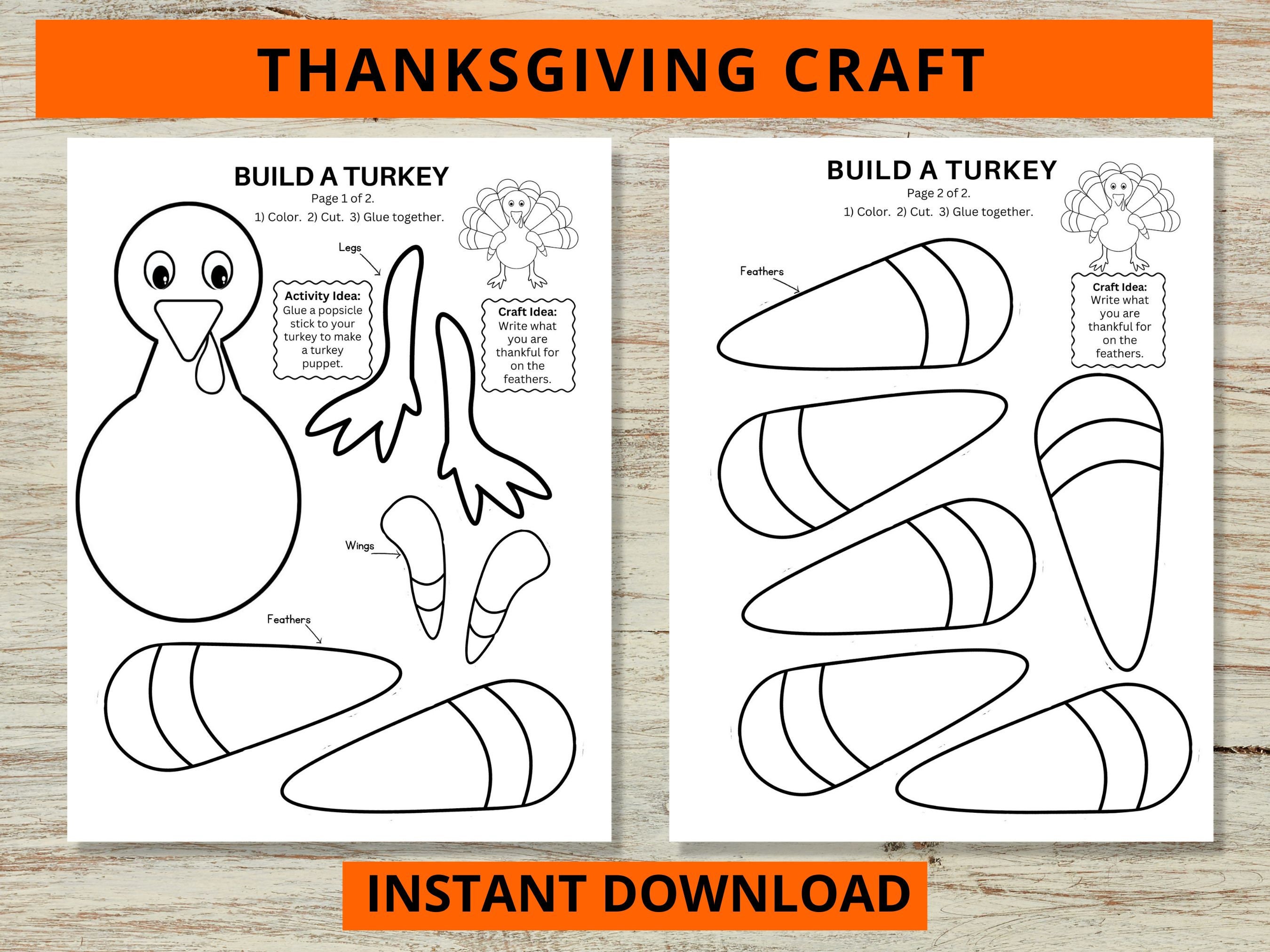 Build A Turkey Craft: Thanksgiving Kid's Activity (digital Download) - Etsy