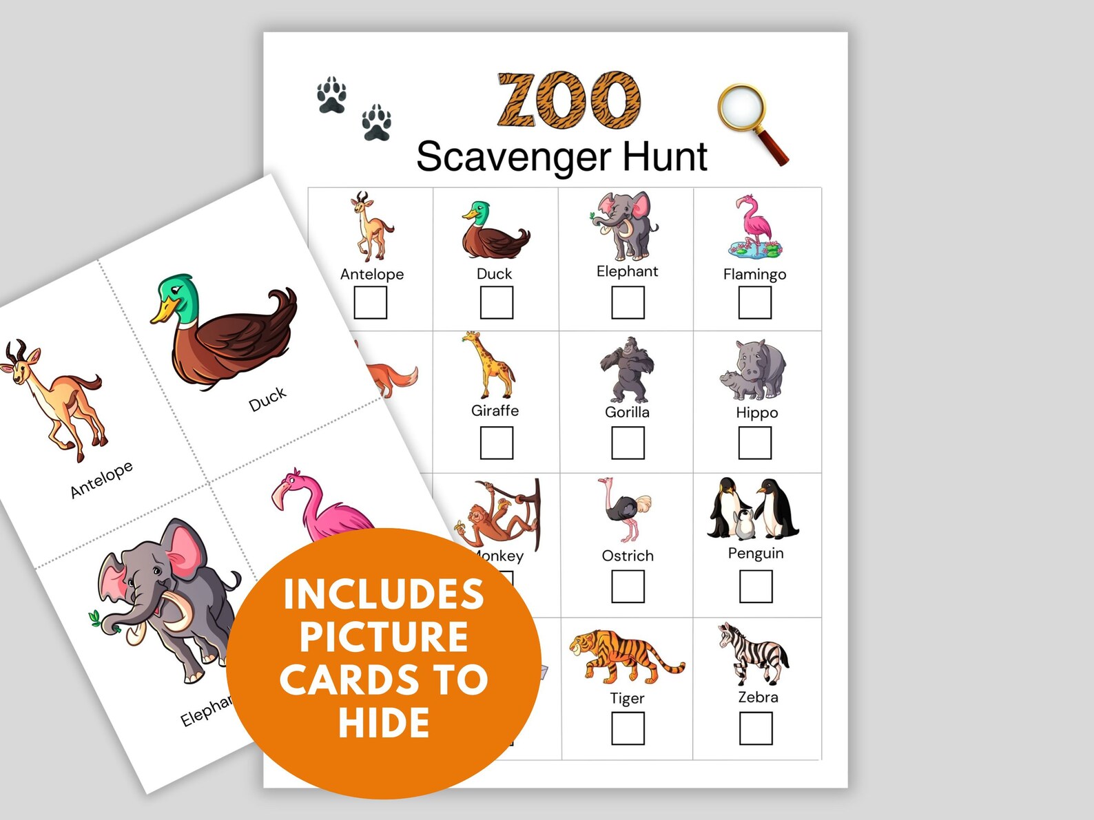 Zoo Scavenger Hunt, Printable Zoo Treasure Hunt, Animal Scavenger Hunt ...