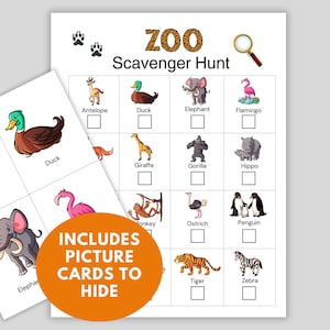Zoo Scavenger Hunt, Printable Zoo Treasure Hunt, Animal Scavenger Hunt ...