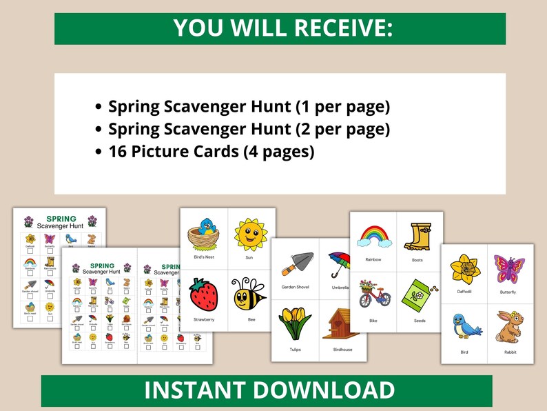 Spring Scavenger Hunt, Printable Spring Nature Hunt for Kids, Spring ...