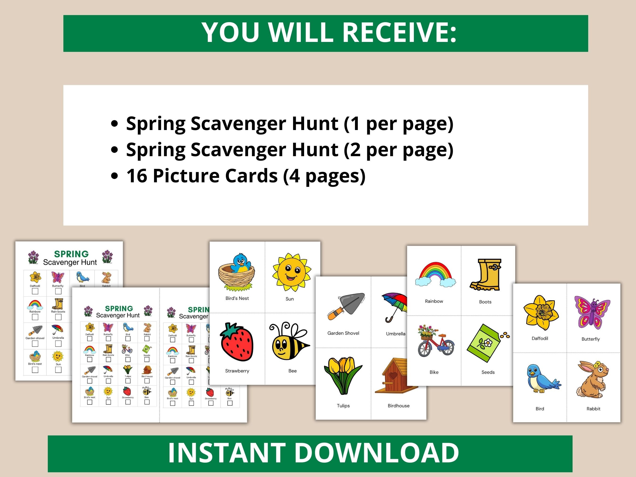 Spring Scavenger Hunt, Printable Spring Nature Hunt for Kids, Spring ...