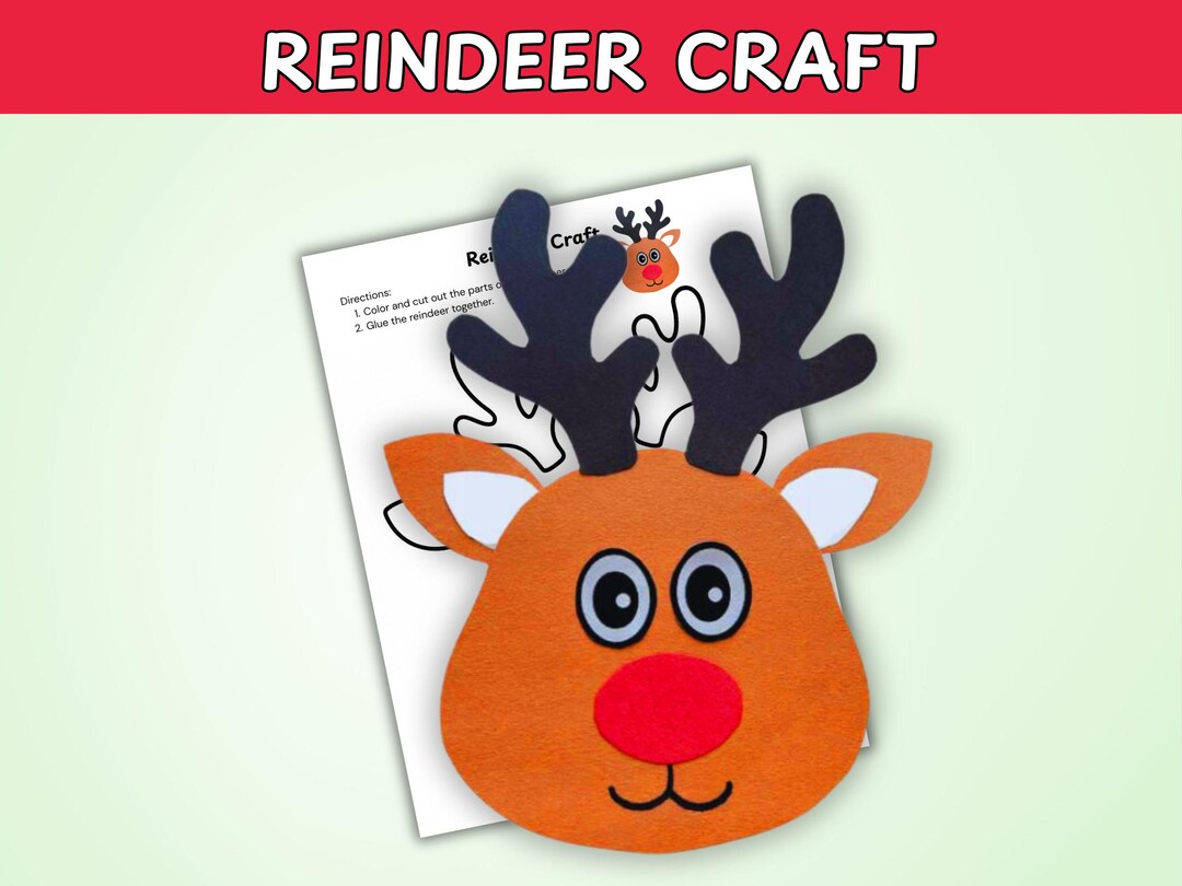 Reindeer Craft for Kids, Christmas Activity, Winter Art Project ...