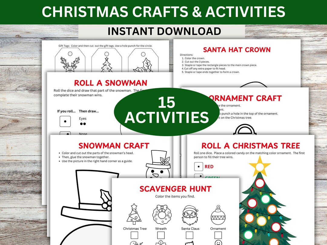 Christmas Craft Bundle, Printable Christmas Crafts for Kids, Christmas ...