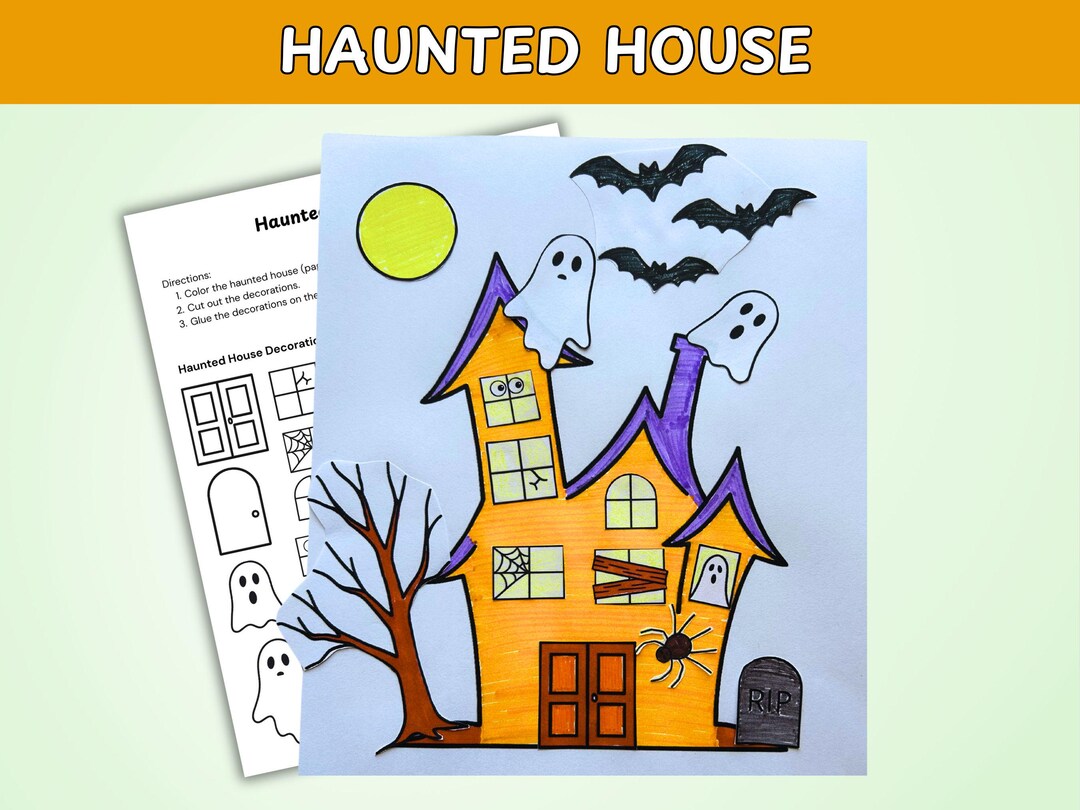 Haunted House Halloween Craft for Kids: Printable Activity - Etsy