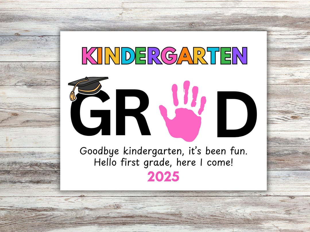 Last Day of Kindergarten Handprint Craft, Last Day of School Sign ...