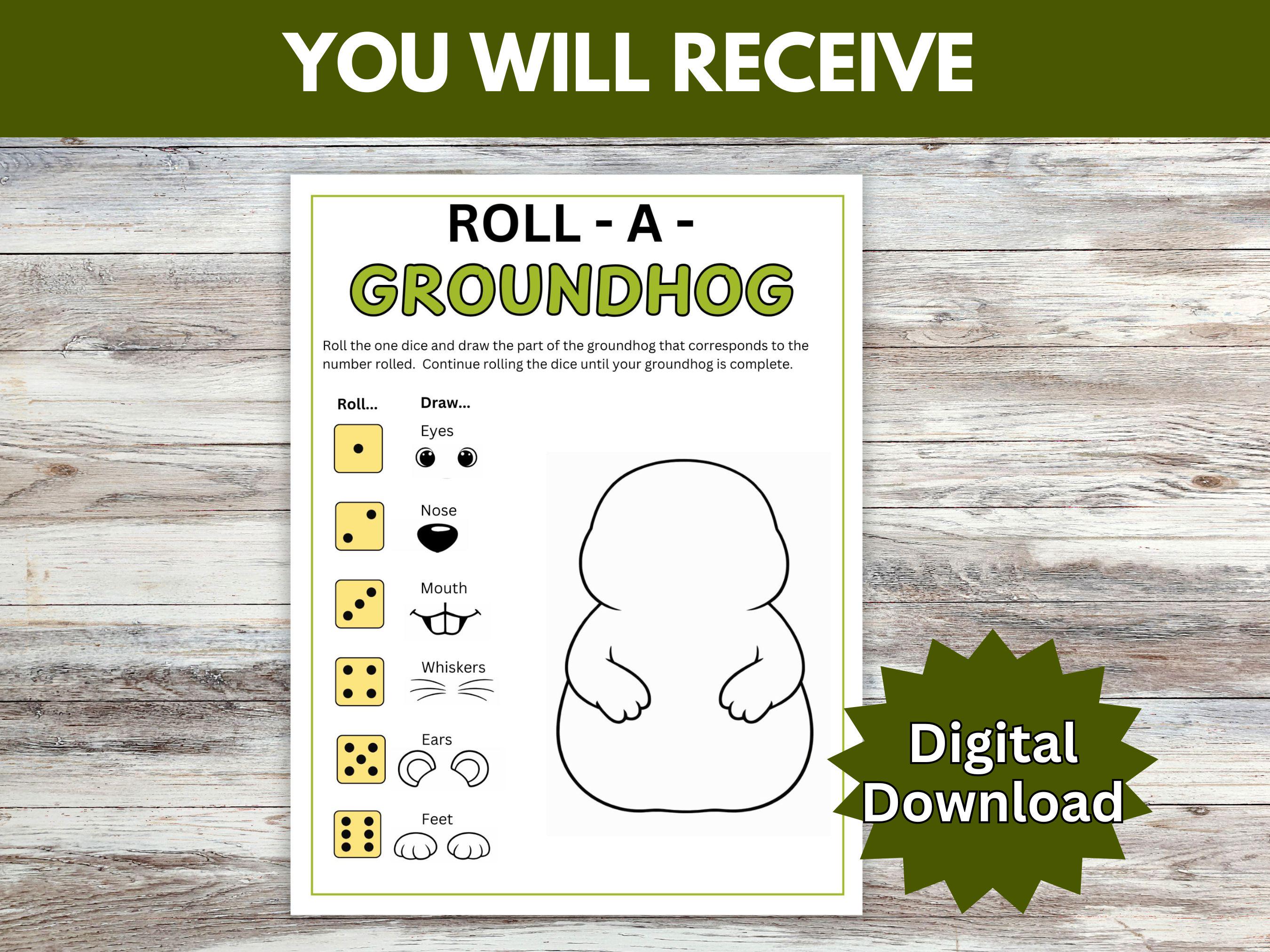 Roll A Groundhog Game, Printable Groundhog Day Activity for Kids - Etsy