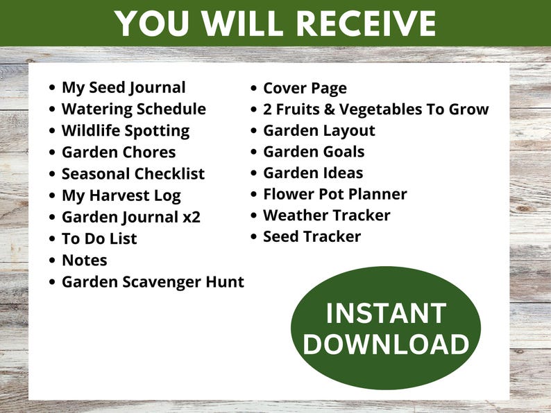 Kids Garden Planner: Printable Garden Journal, Spring Activities (PDF ...