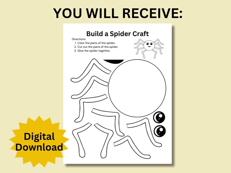 Halloween Spider Craft: Printable Spider Activity for Kids (digital ...