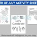 Fourth of July Activity Sheets 4th of July Activity Pages July 4th ...