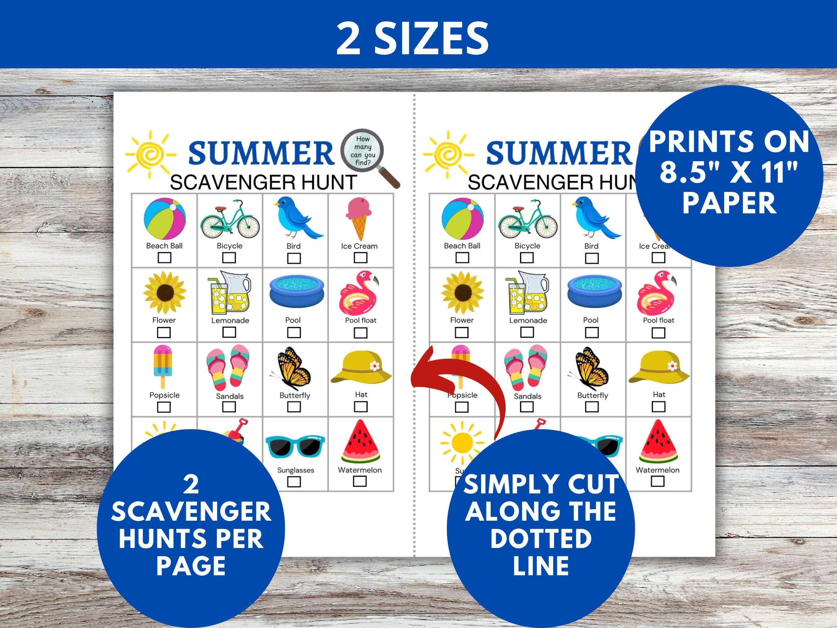 Summer Scavenger Hunt for Kids: Picture Card Game (PDF) - Etsy