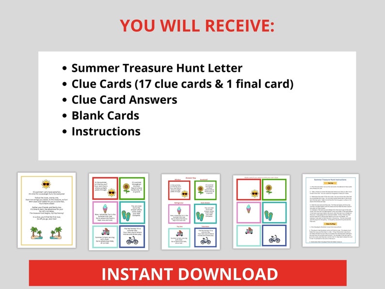 Summer Scavenger Hunt for Kids Printable Summer Treasure Hunt Indoor ...