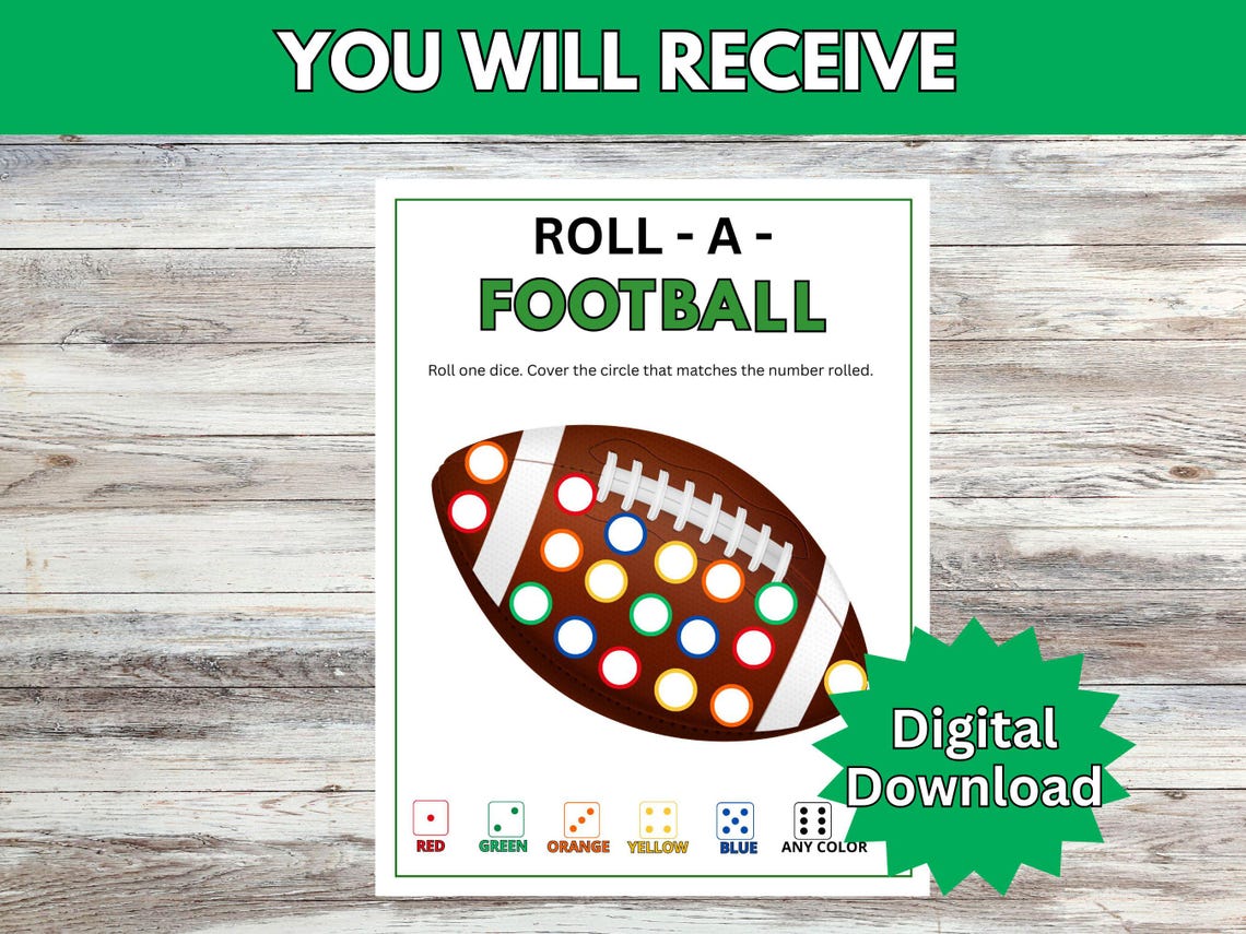 Roll a Football Game Printable | Football Game Day Activity for Kids ...