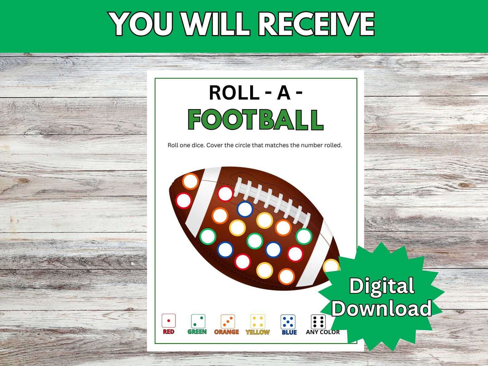 Roll a Football Game Printable | Football Game Day Activity for Kids ...