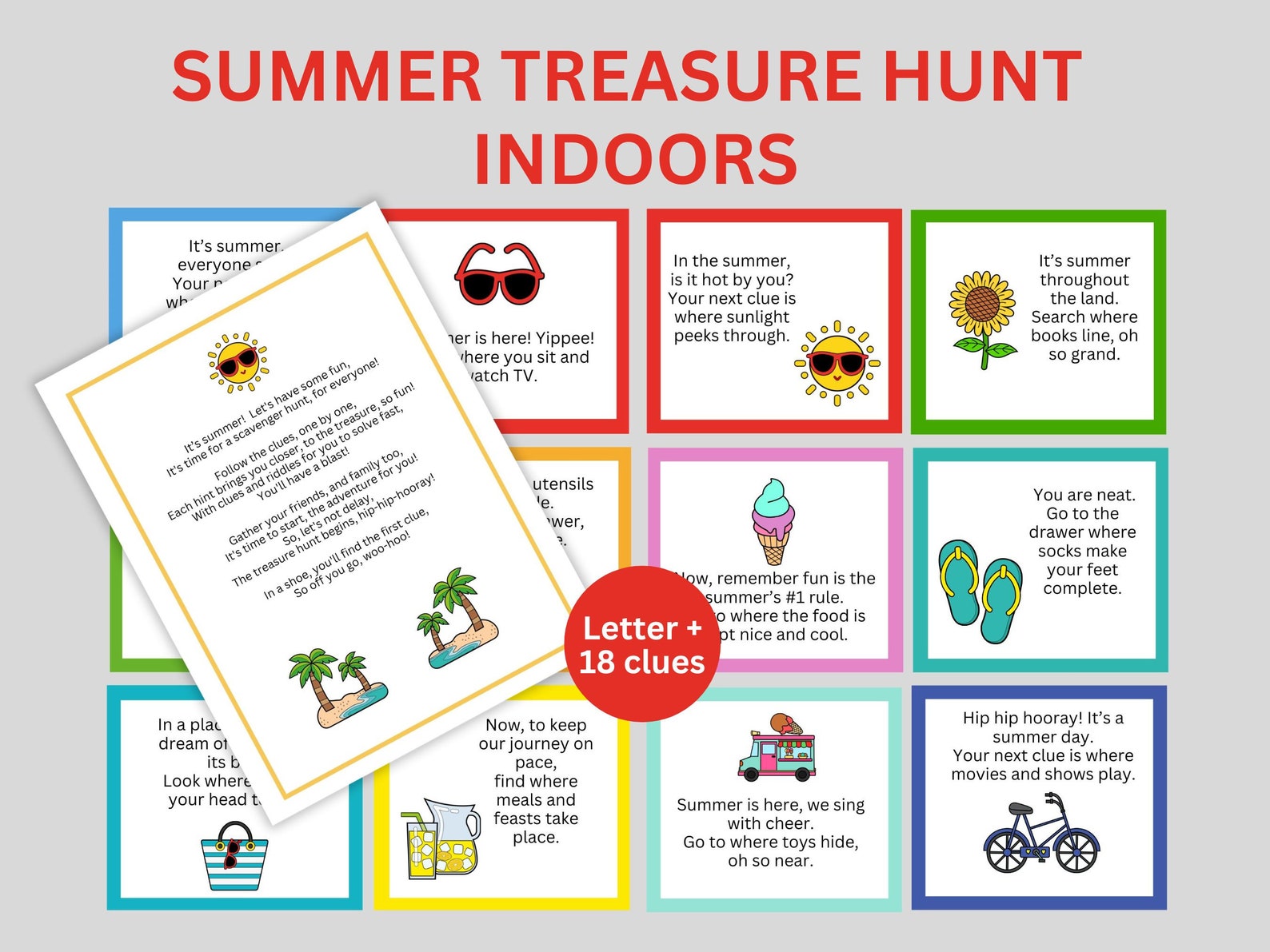 Summer Scavenger Hunt for Kids Printable Summer Treasure Hunt Indoor ...