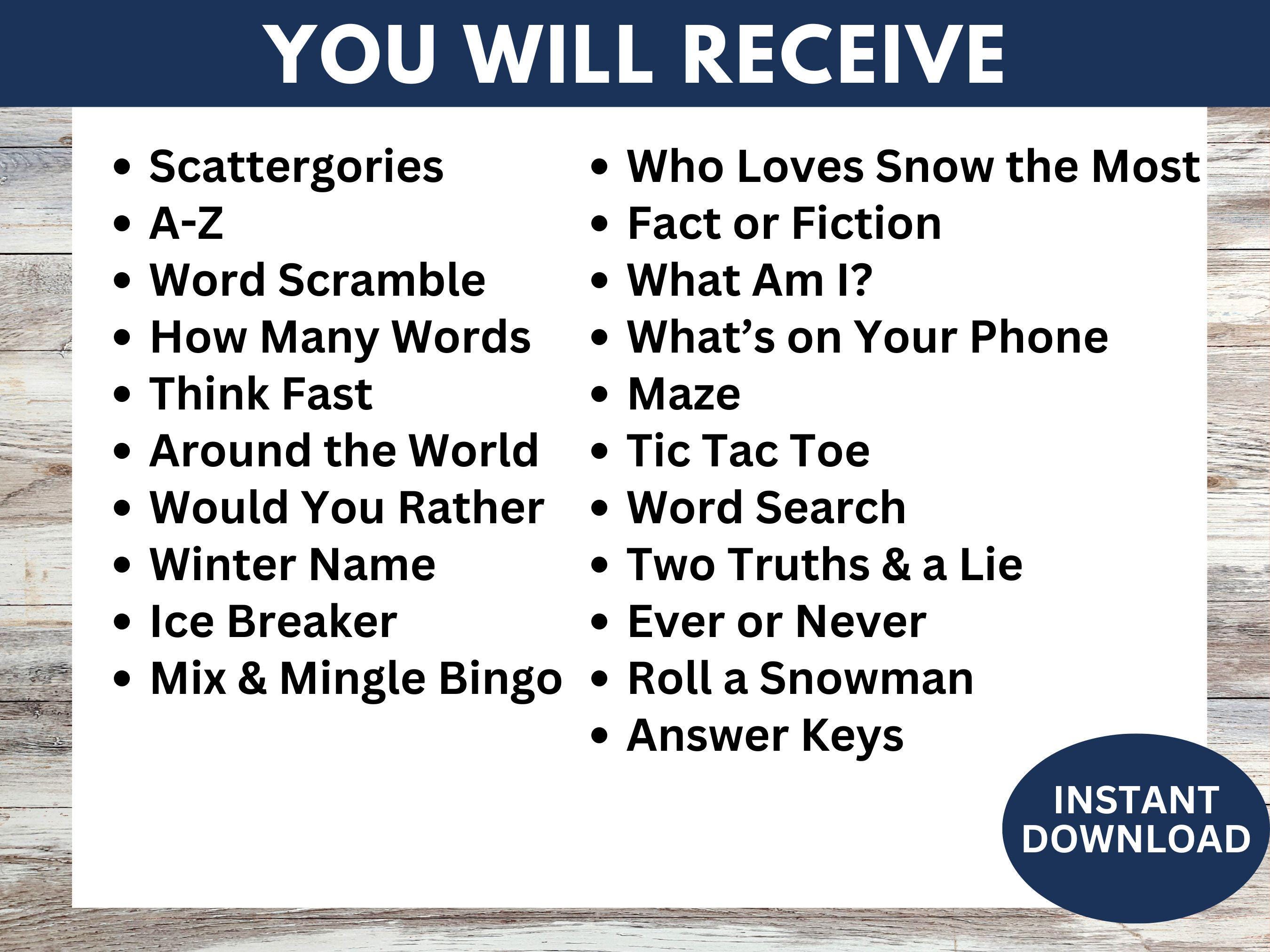 Winter Games Bundle, Printable Winter Party Games, Winter Activities ...