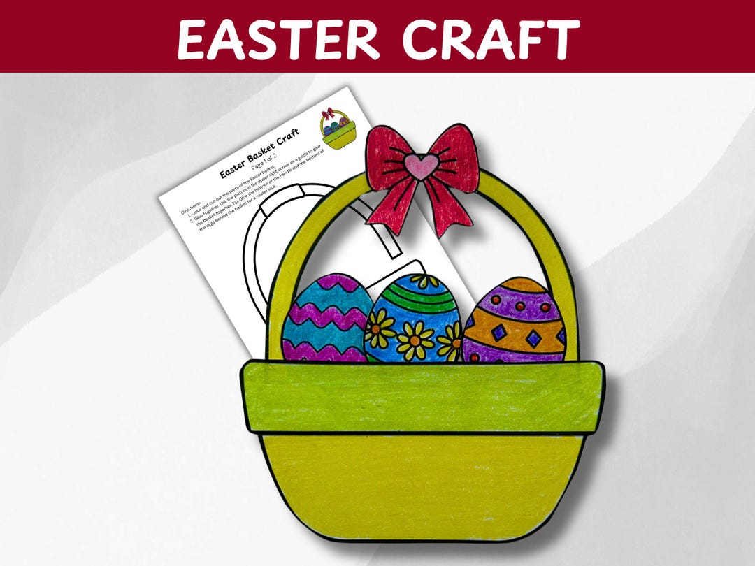Printable Easter Basket Craft: Kids Coloring Activity (PDF) - Etsy