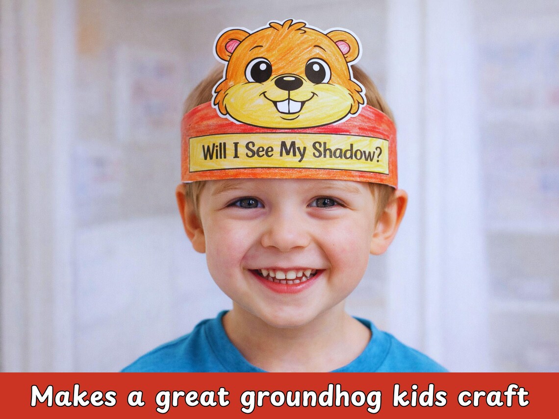 Groundhog Day Headband Craft for Kids, Printable Groundhog Hat ...