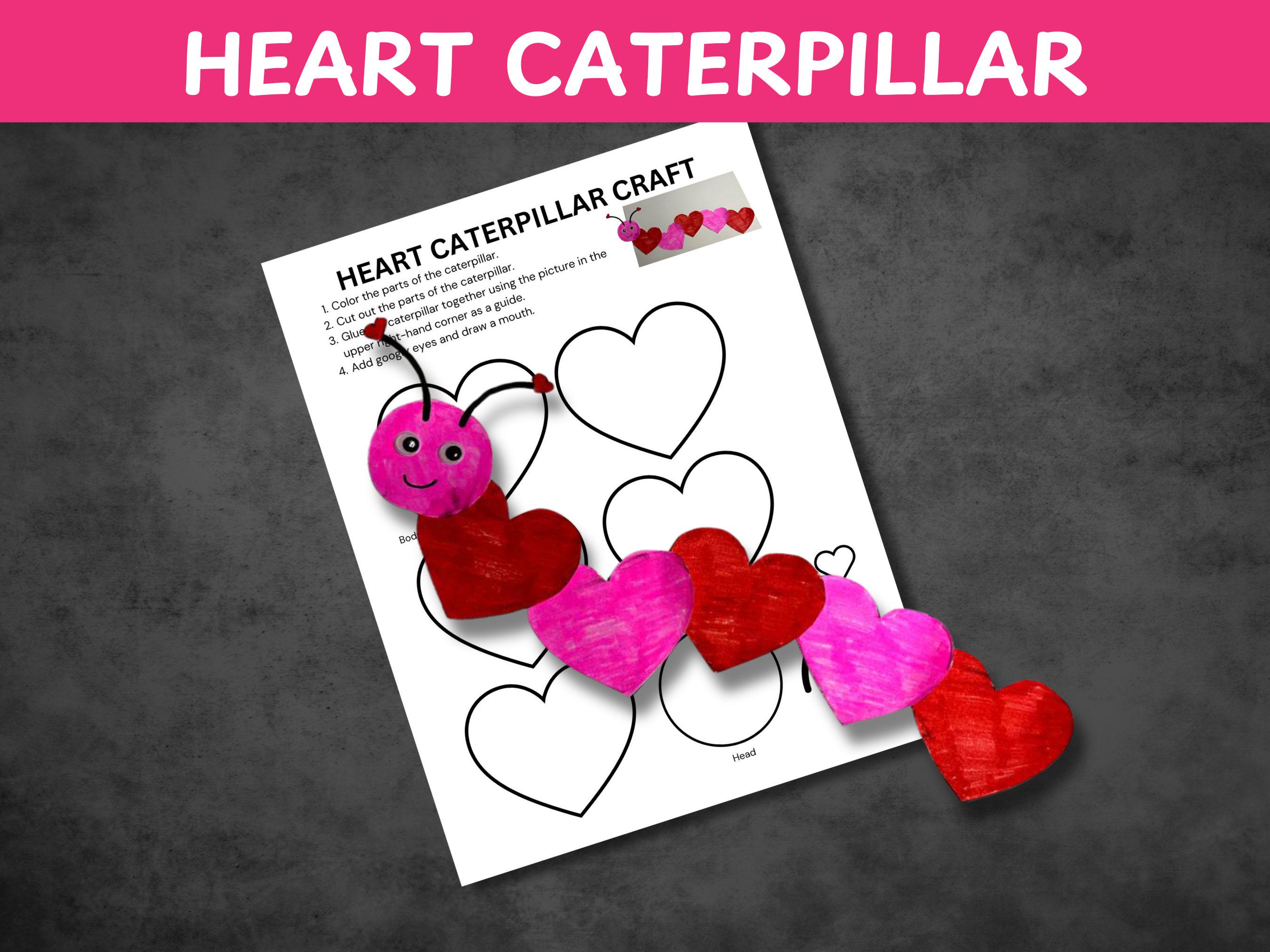 Heart Caterpillar Craft: Valentine's Day Kids Activity (PDF Pattern) - Etsy