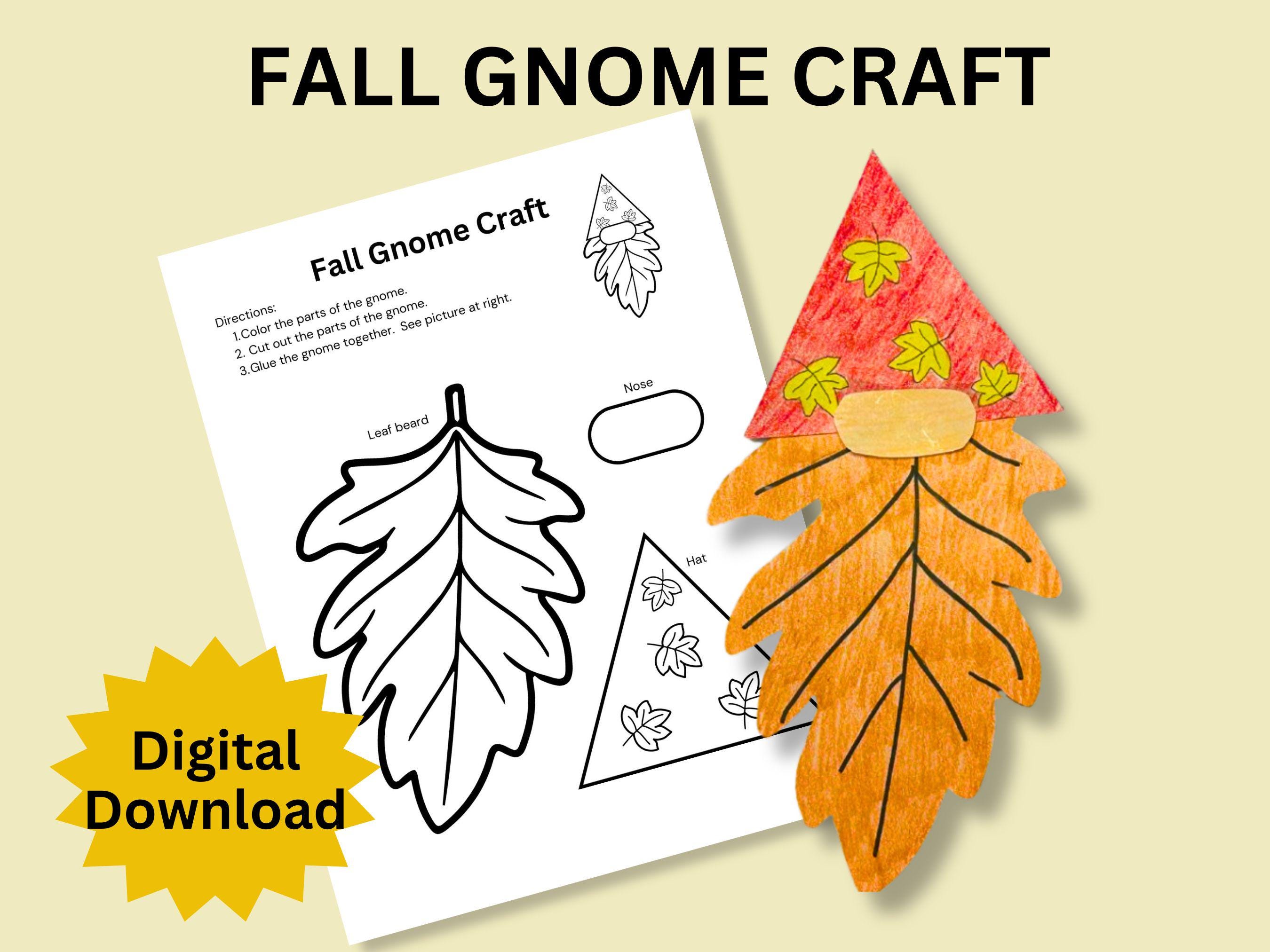 Fall Gnome Craft for Kids, Printable Fall Craft for Kids, Fall Coloring ...