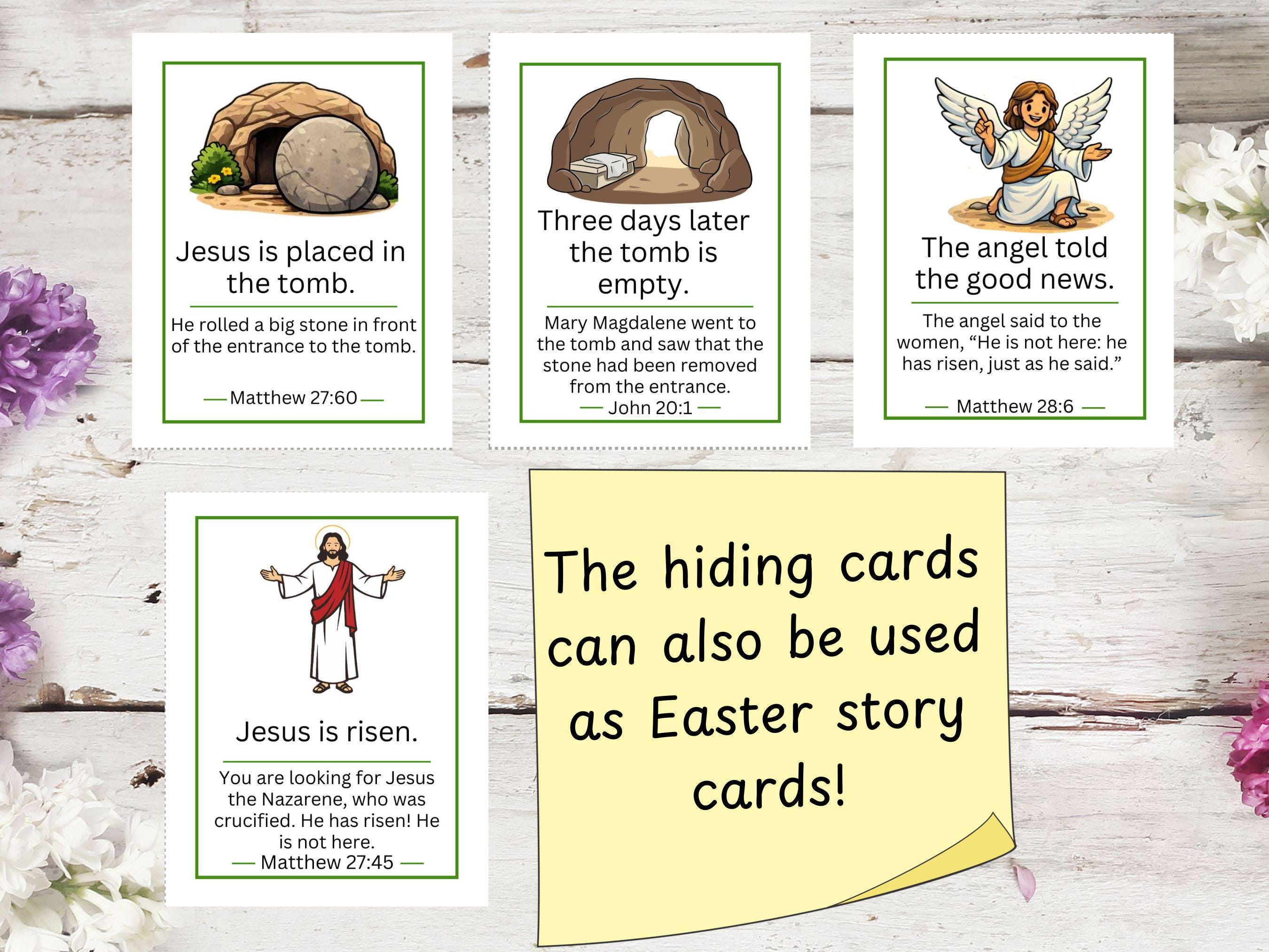 Easter Story Scavenger Hunt for Kids, Bible Story Cards, Resurrection ...
