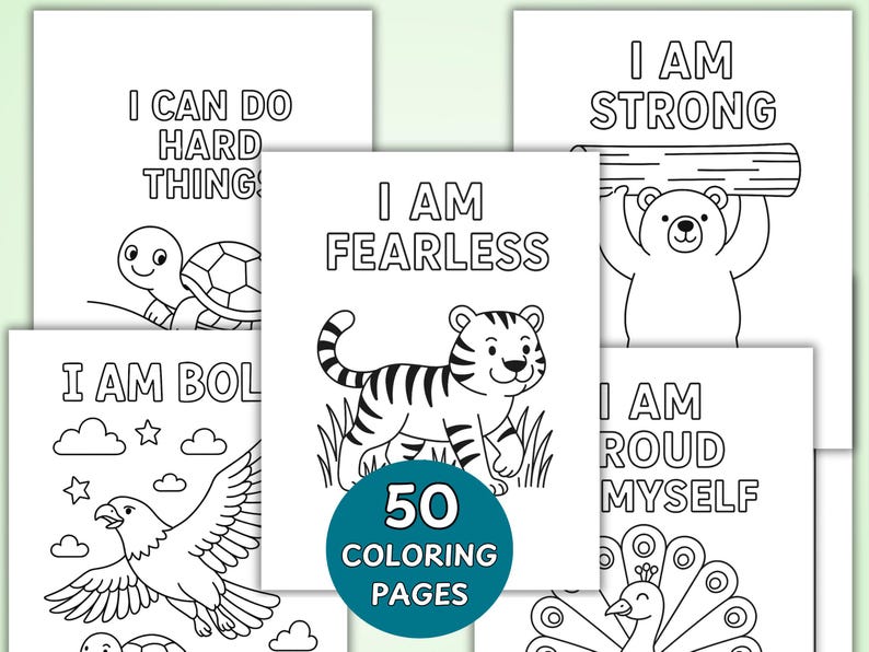 Positive Affirmations Coloring Pages for Kids, Mindfulness Activity ...